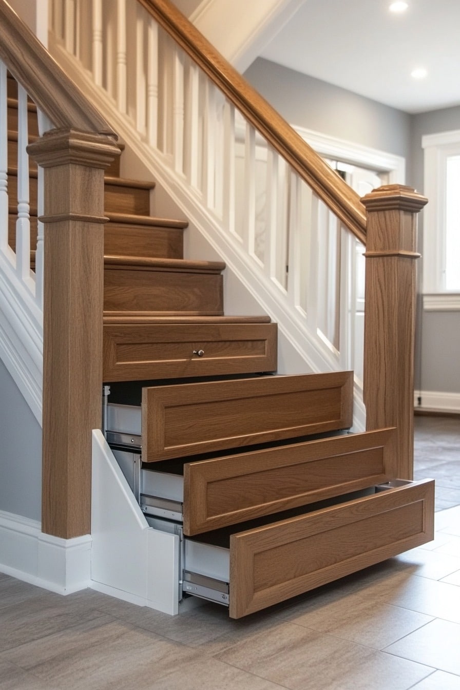 19 Staircase Storage Under Stairs Hacks for Small Homes - Jenna Living