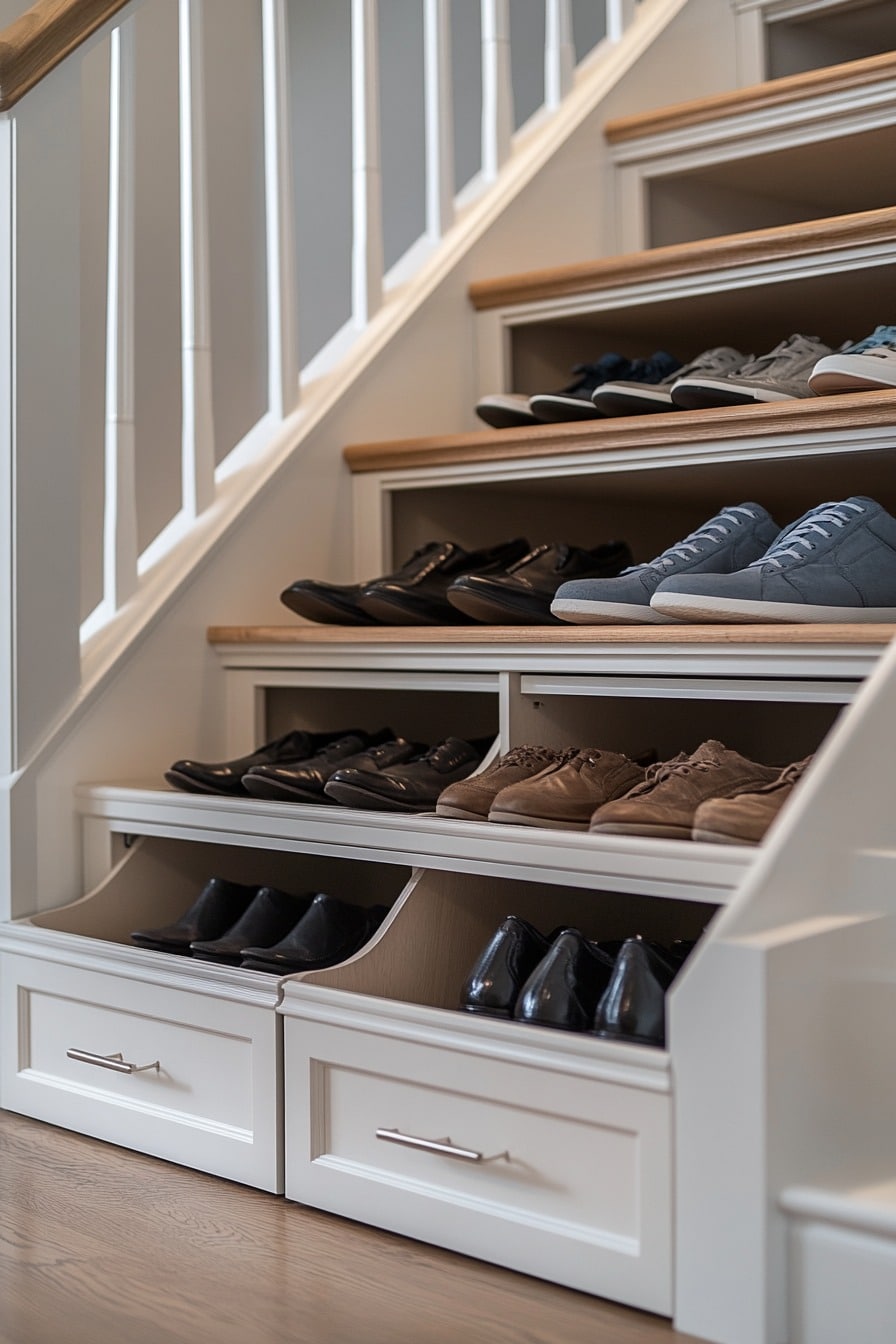 19 Staircase Storage Under Stairs Hacks for Small Homes - Jenna Living